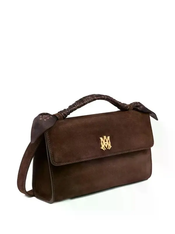 Amiri Long Ma Pochette Suede Bag With Ma Icon Hardware - Brown