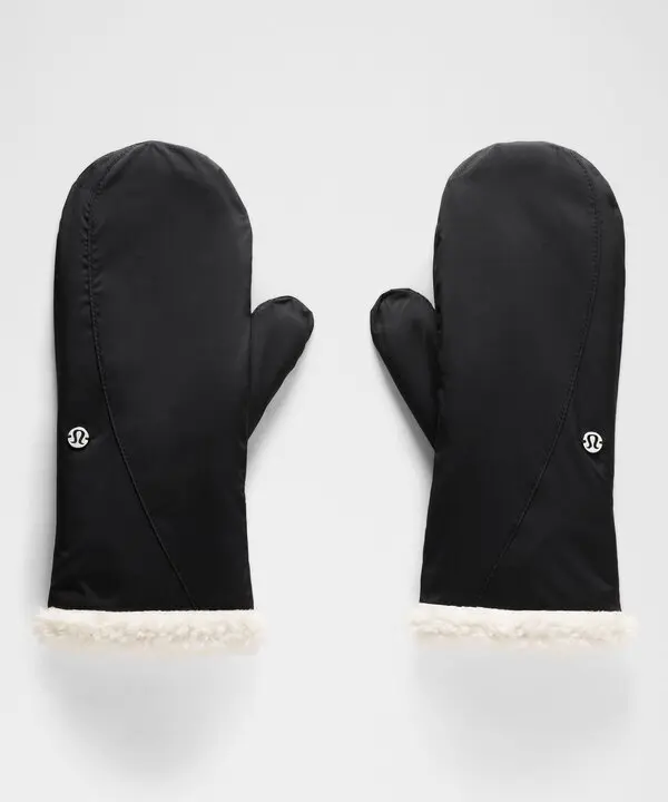 Lululemon Boucle Fleece Lined Mittens - Black/light Ivory