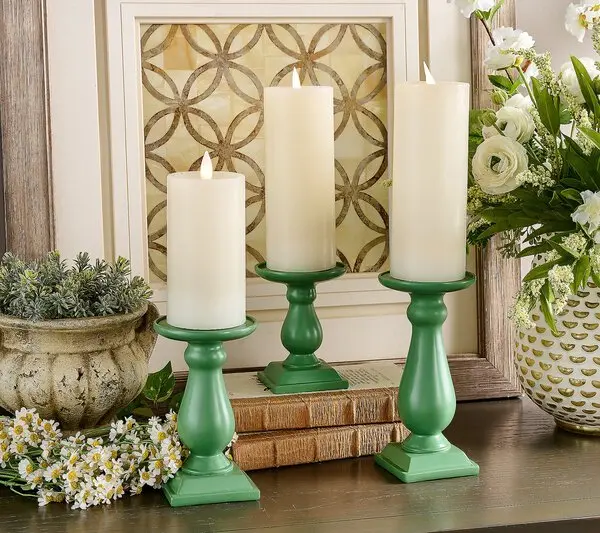 VALERIE PARR HILL Set Of 3 Flippable Pedestal Candleholders Valerie - One-color