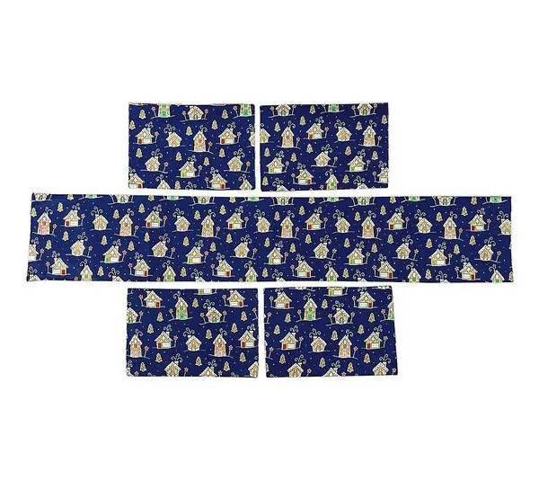 TEMP-TATIONS As Is Seasonal 5-pc Textile Set W/ Placemats - One-color