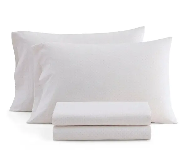 MARTHA STEWART Polka Dot White/peach Cotton Ful L Sheet Set - One-color