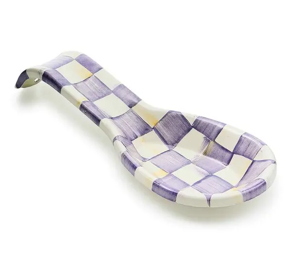 MACKENZIE-CHILDS S/4 Violet Check Enamel Chargers - One-color