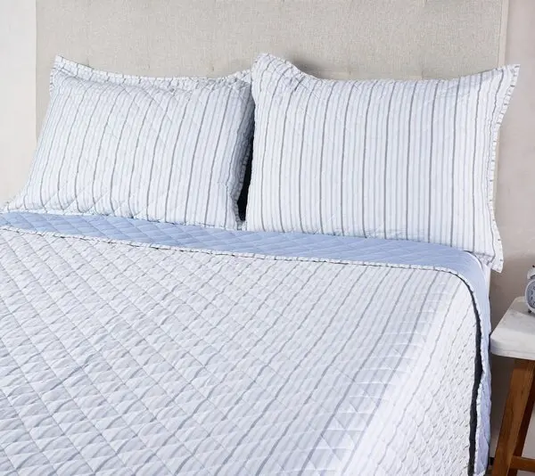MARTHA STEWART 3-pc Striped Coverlet Set King - One-color