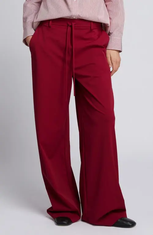 MM BY MAX MARA Agoraio Tie Waist Wide Leg Pants - Dark Red