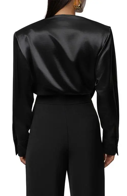 JLUXLABEL Satin Drape Top - Black
