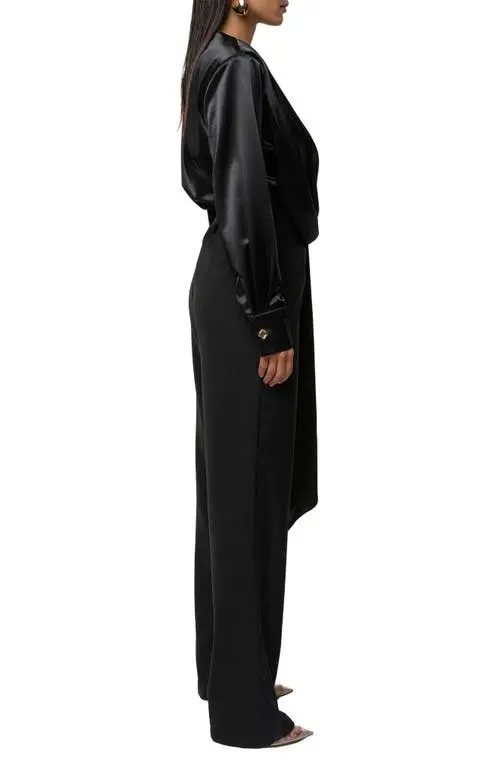 JLUXLABEL Satin Drape Top - Black