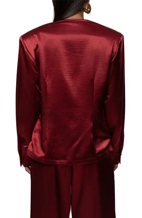 JLUXLABEL Satin Drape Top - Red