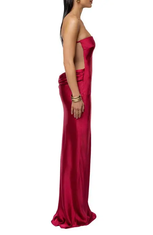 JLUXLABEL Regal Rising Corset Back Strapless Gown - Red