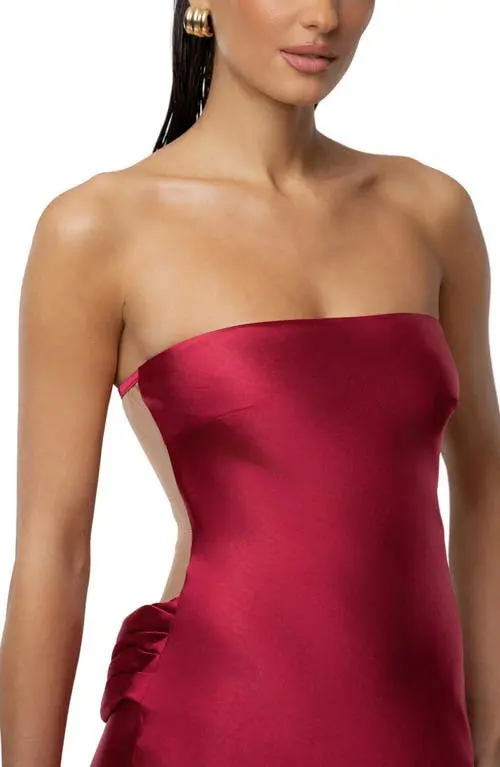 JLUXLABEL Regal Rising Corset Back Strapless Gown - Red