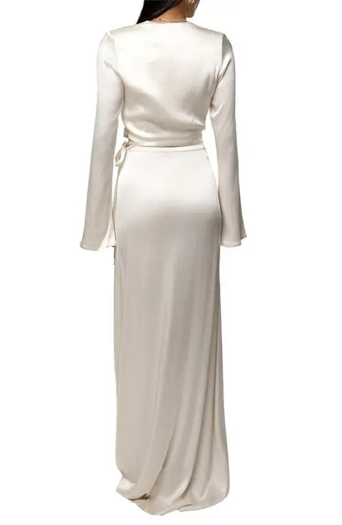 JLUXLABEL Satin Long Sleeve Top And Maxi Skirt Set