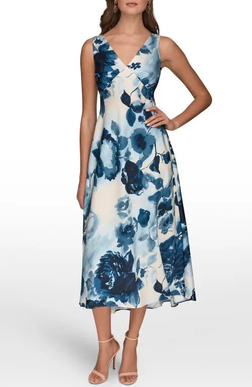 Donna Karan New York Floral Empire Waist A-line Dress - Nightfall Multi