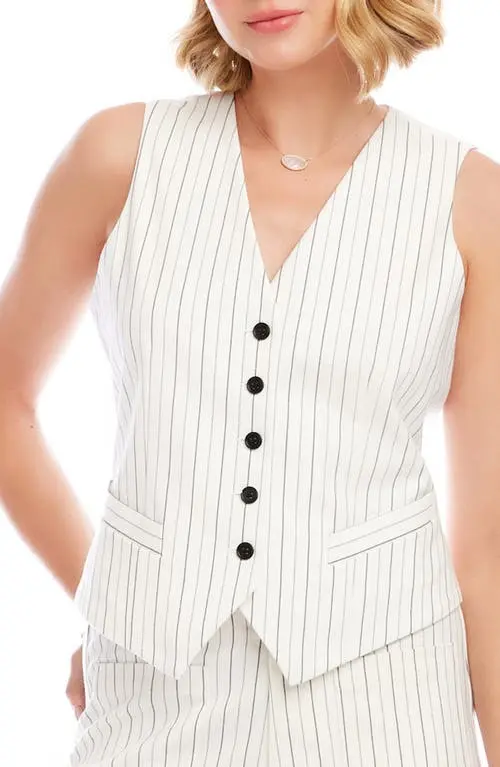 Karen Kane Stripe Cotton Blend Vest
