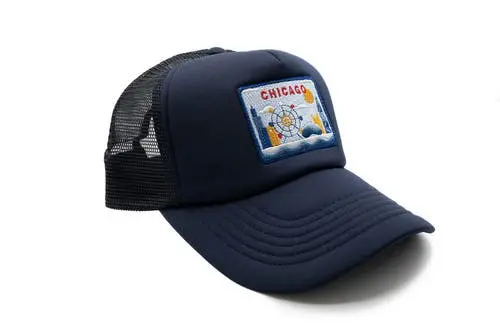 REY TO Z Chicago Postcard Trucker Hat - Navy