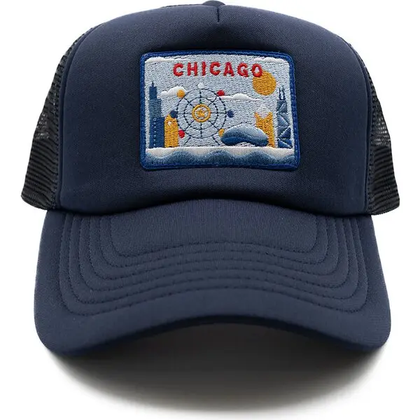 REY TO Z Chicago Postcard Trucker Hat - Navy