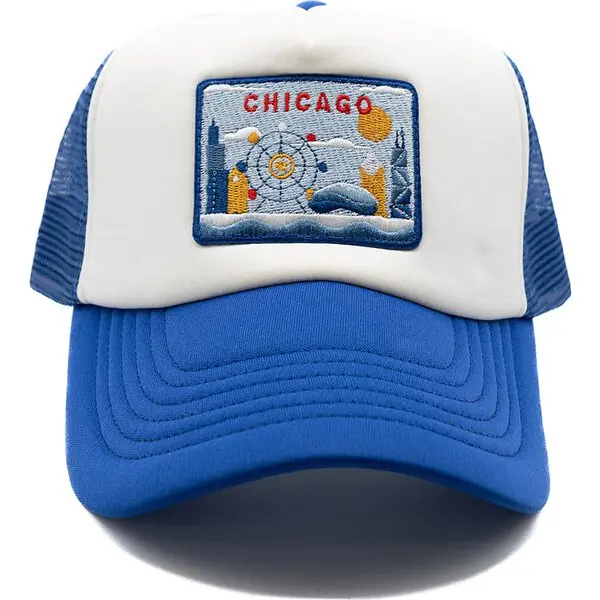 REY TO Z Chicago Postcard Trucker Hat - Royal Blue & White