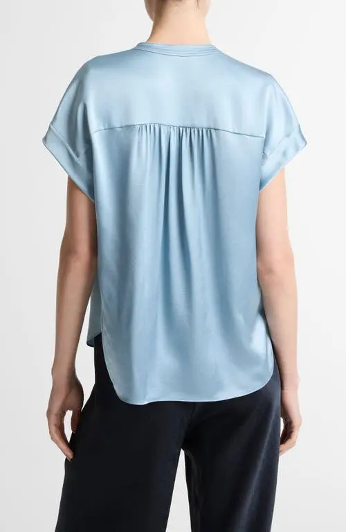 Vince Shirred Detail Silk Top - Del Mar