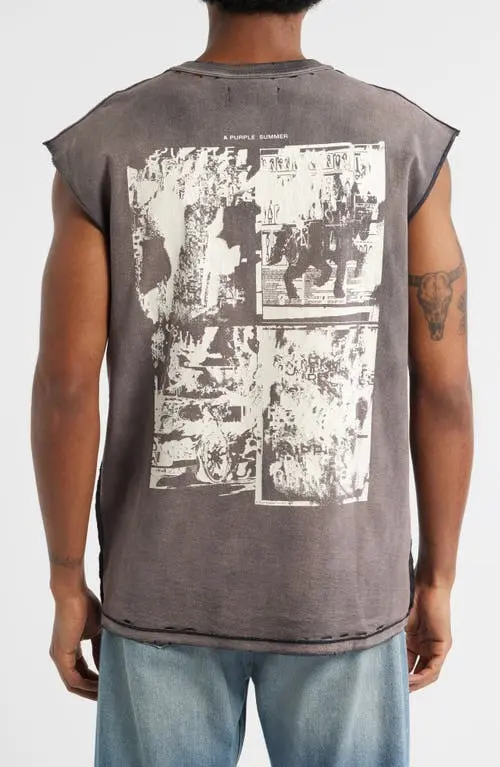 PURPLE BRAND Sleeveless Cotton Graphic T-shirt