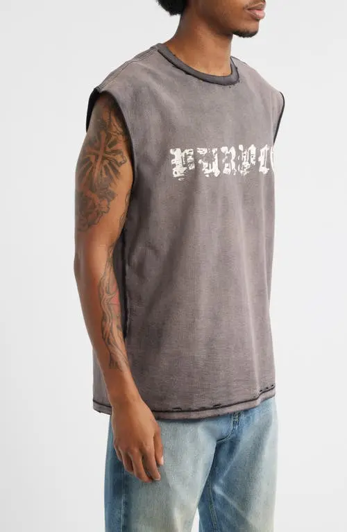 PURPLE BRAND Sleeveless Cotton Graphic T-shirt