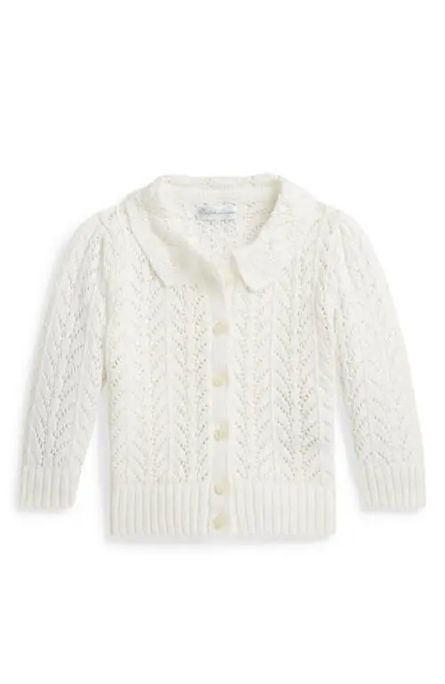 Ralph Lauren Collared Pointelle Stitch Cardigan