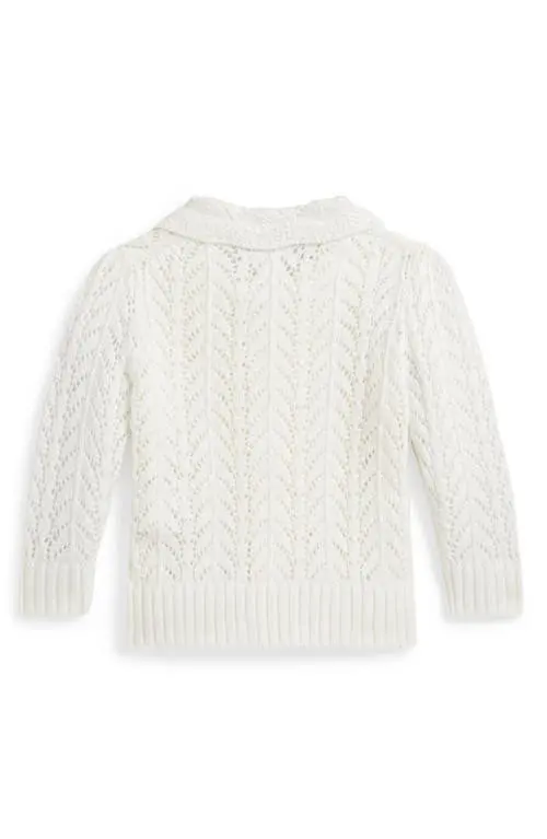 Ralph Lauren Collared Pointelle Stitch Cardigan