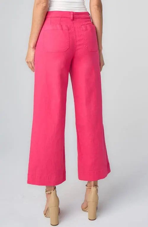 LIVERPOOL High Waist Patch Pocket Crop Wide Leg Pants - Diva Pink