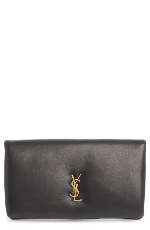 Saint Laurent Large Calypso Leather Continental Wallet - Noir