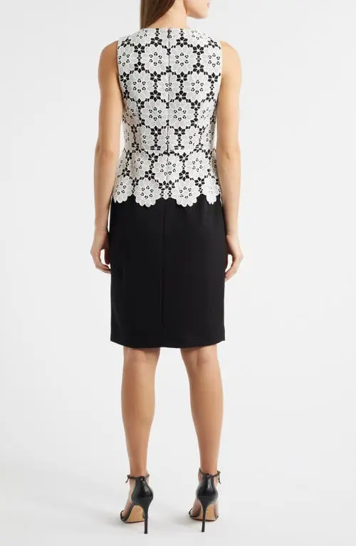 Anne Klein Mixed Media Lace Sheath Dress