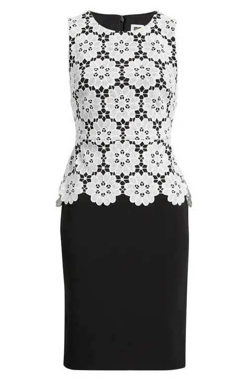 Anne Klein Mixed Media Lace Sheath Dress