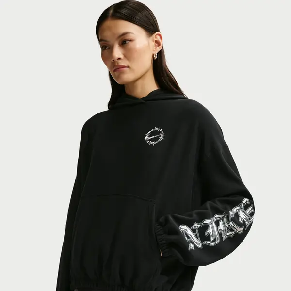 Nike Sportswear Oversized Graphic Pullover Hoodie - Black