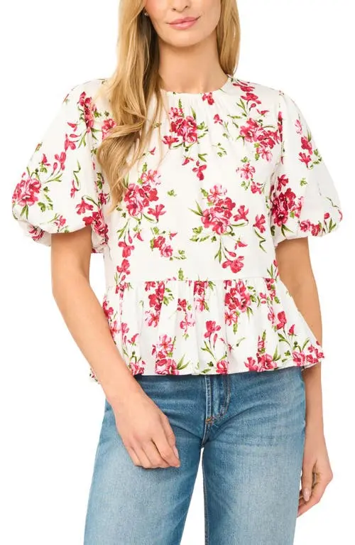 CECE DUPRAZ Floral Print Puff Sleeve Top