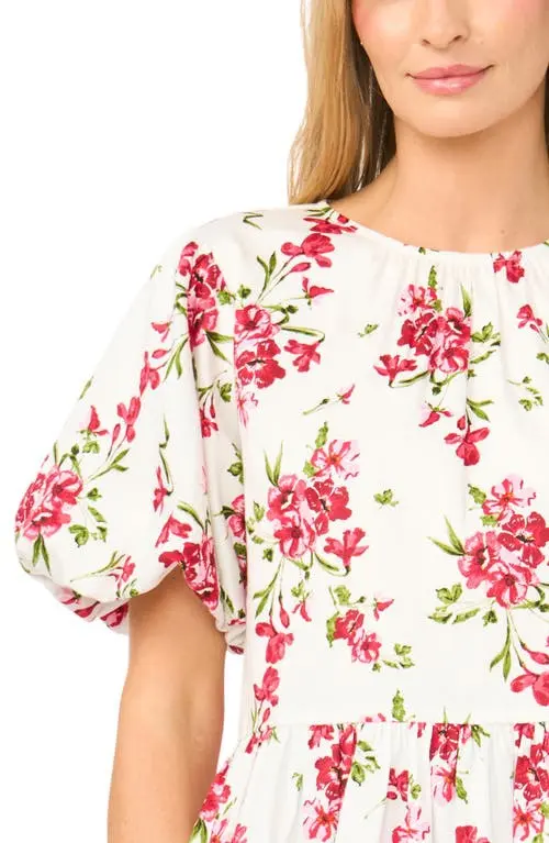 CECE DUPRAZ Floral Print Puff Sleeve Top