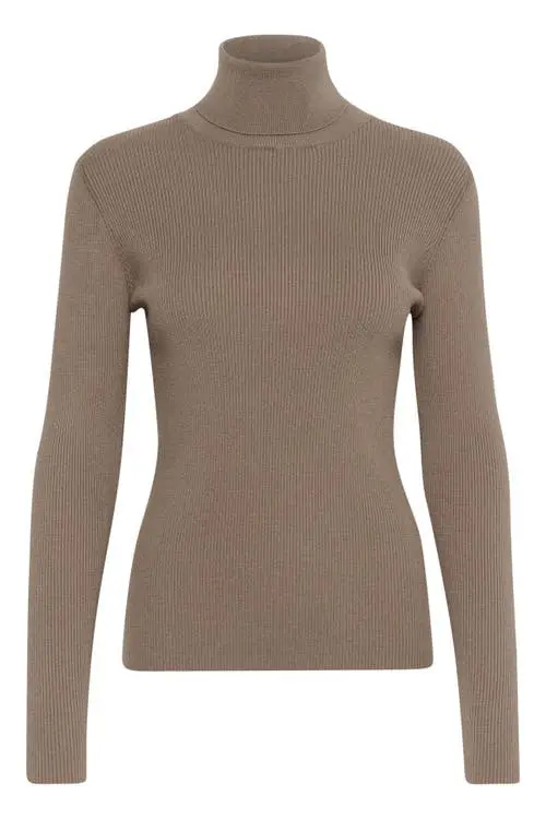 SOAKED IN LUXURY Slim-fit Rollneck Pullover - Walnut
