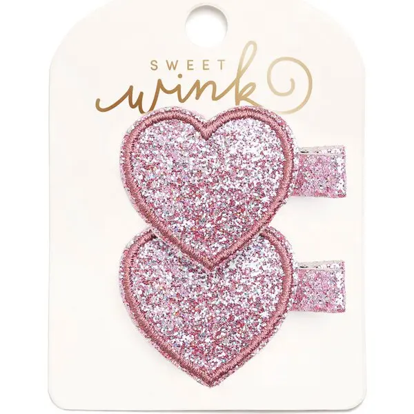 SWEET WINK Heart Clip Set - Pink