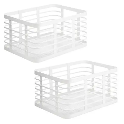 MDESIGN Metal Pantry Basket With Handlesset Of 2 - Matte White