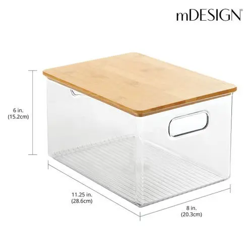 MDESIGN Plastic Kitchen Storage Boxlid, Handles, 4 Pack