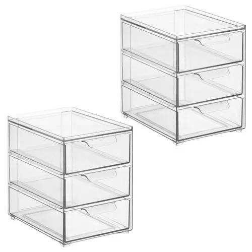 MDESIGN 3-drawer Stackable Organizerset Of 2 - Clear