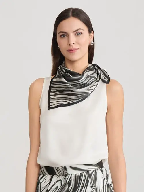 Misook Marble Print Silk Scarf