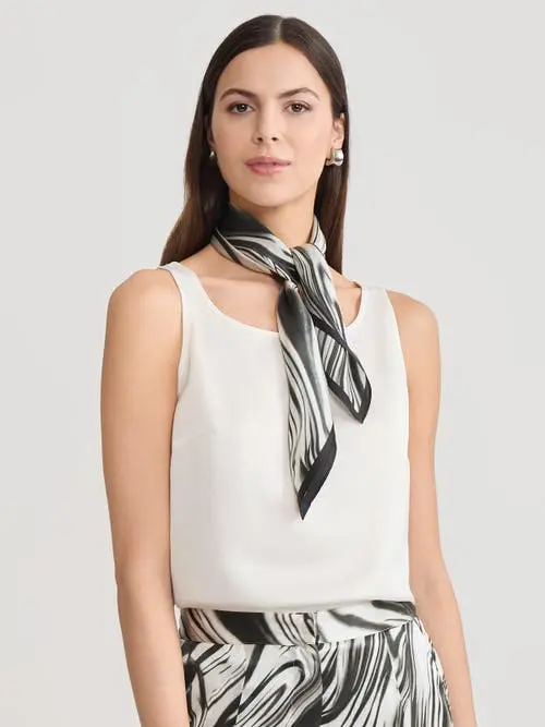 Misook Marble Print Silk Scarf