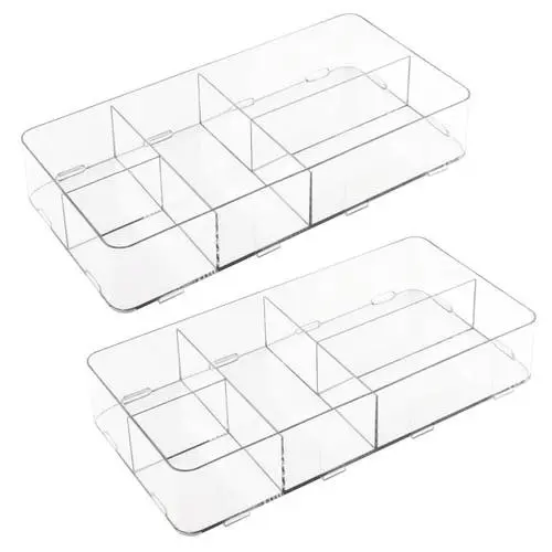 IDESIGN Clarity Interlocking 5-section Drawer Organizerset Of 2 - Clear