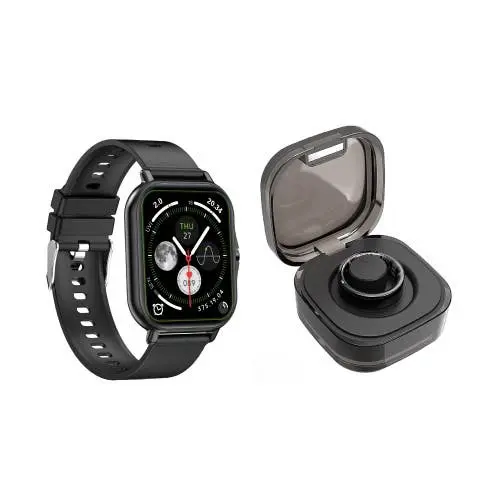 PURSONIC Smart Watch And Wellness Ring Bundle - Black
