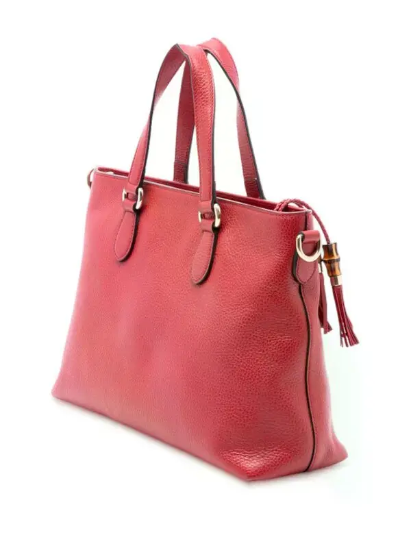 Gucci Leather Bamboo Tassel Satchel