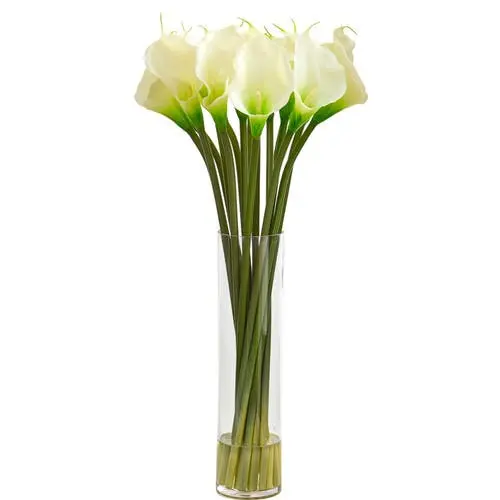 NEARLY NATURAL 28-in Calla Lily Artificial Arrangement - White