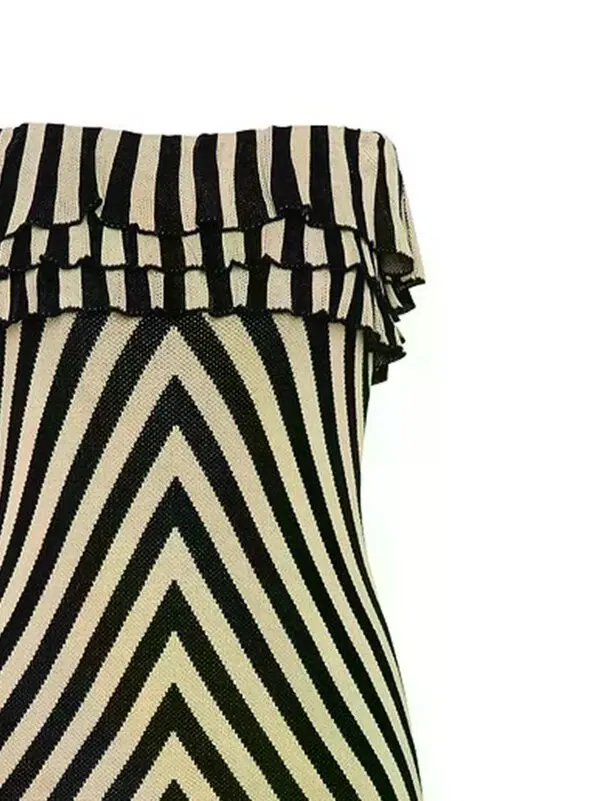 Posse Ruffled Striped Strapless Maxi Dress