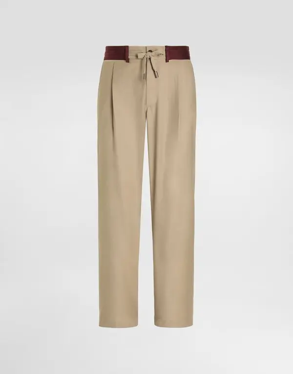 Dolce & Gabbana Wool Canvas Drawstring Trousers - Beige