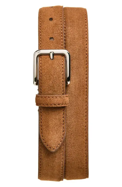 Vince Alex Stitched Suede Belt - Saddle