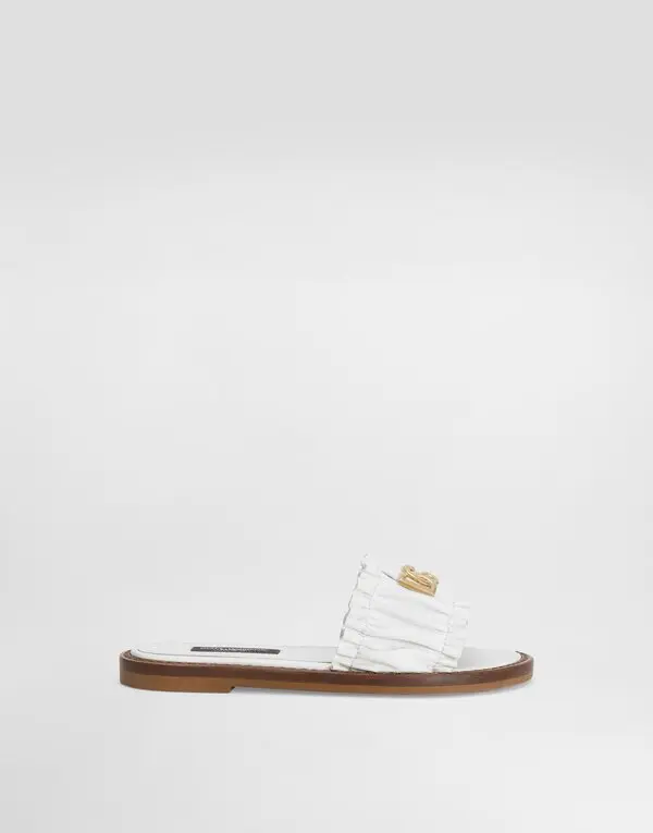 Dolce & Gabbana Nappa Leather Flat Slippers - White
