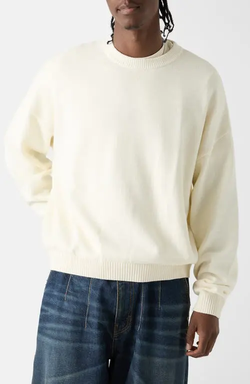 GUESS ORIGINALS Crewneck Jacquard Sweater - Ivory