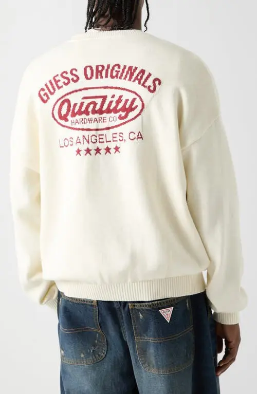 GUESS ORIGINALS Crewneck Jacquard Sweater - Ivory