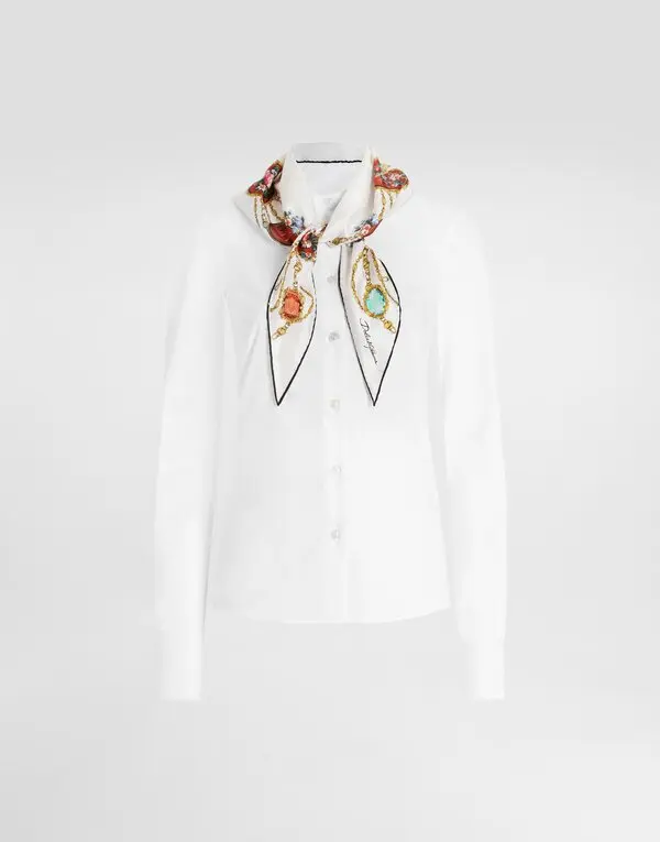 Dolce & Gabbana Poplin Shirt With Silk Scarf - White