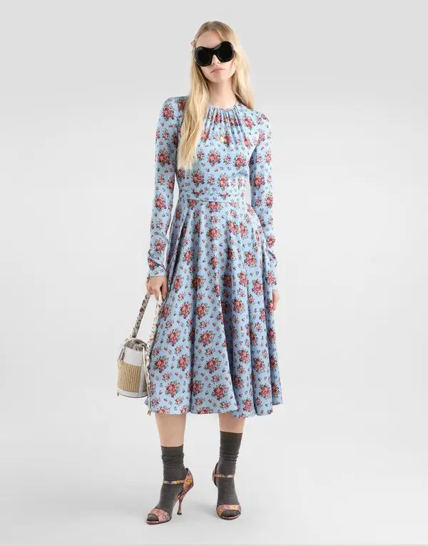 Dolce & Gabbana Floral-print Charmeuse Long Dress